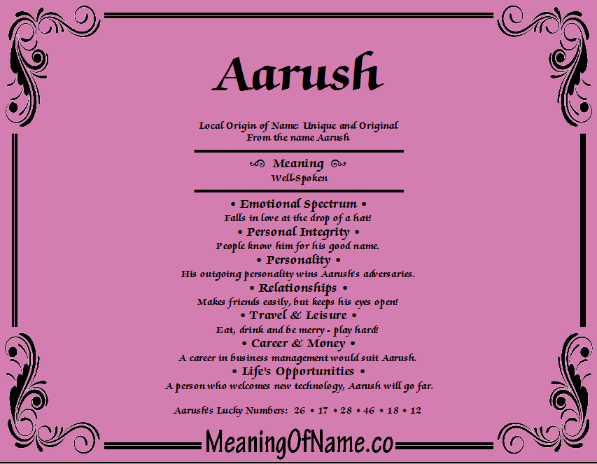 Aarush - Meaning of Name