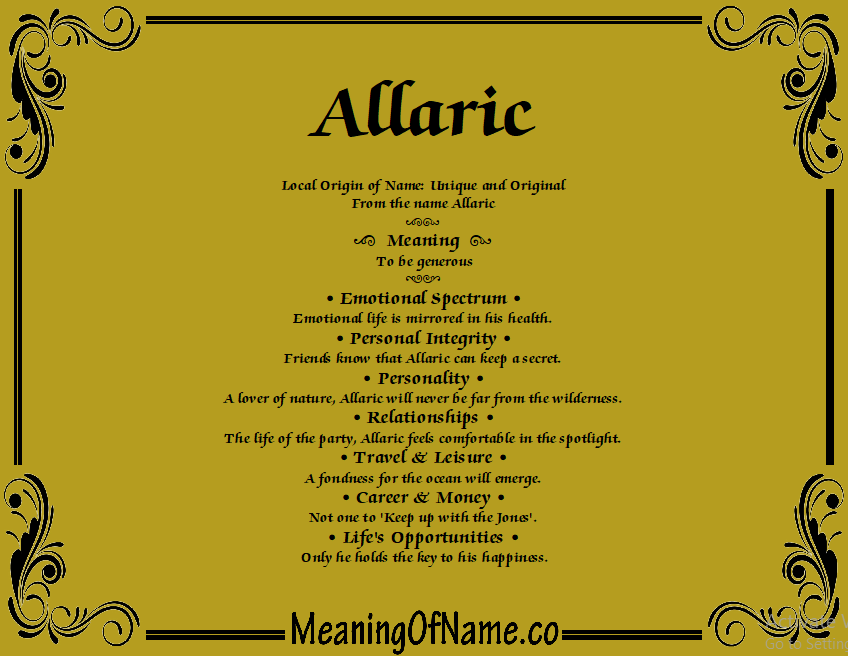 Allaric - Meaning of Name