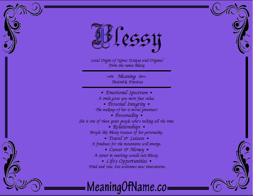 Blessy - Meaning of Name