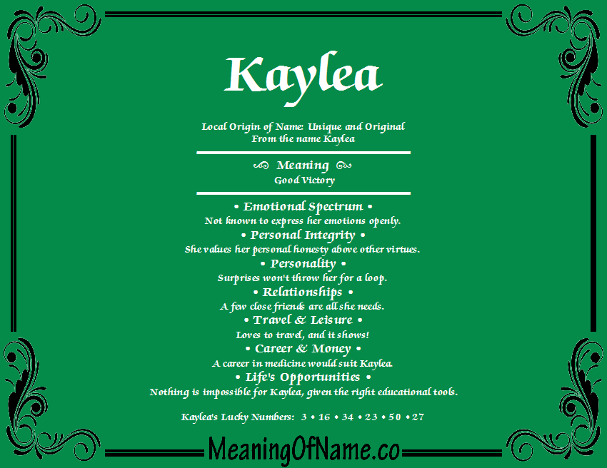 Kaylea - Meaning of Name