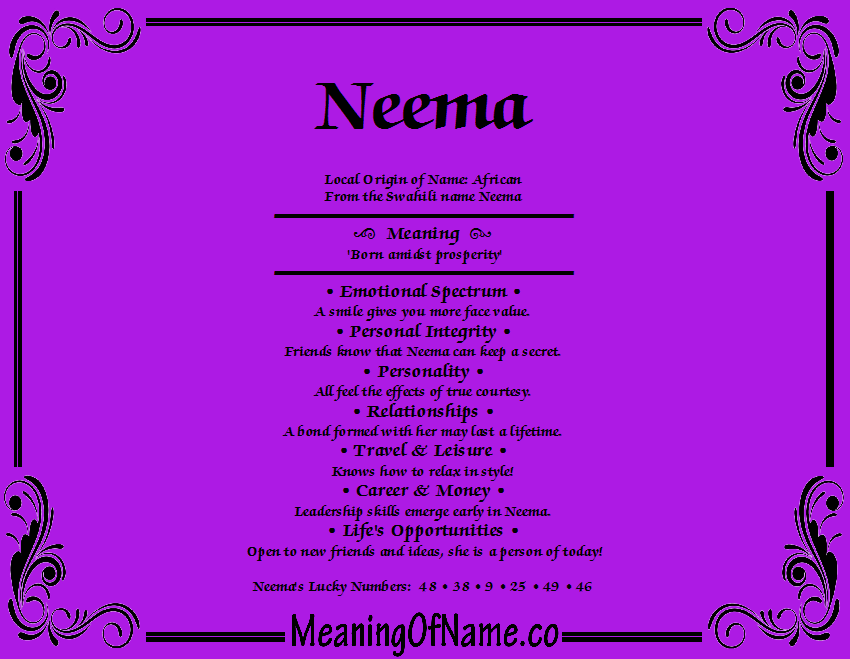 Neema - Meaning of Name