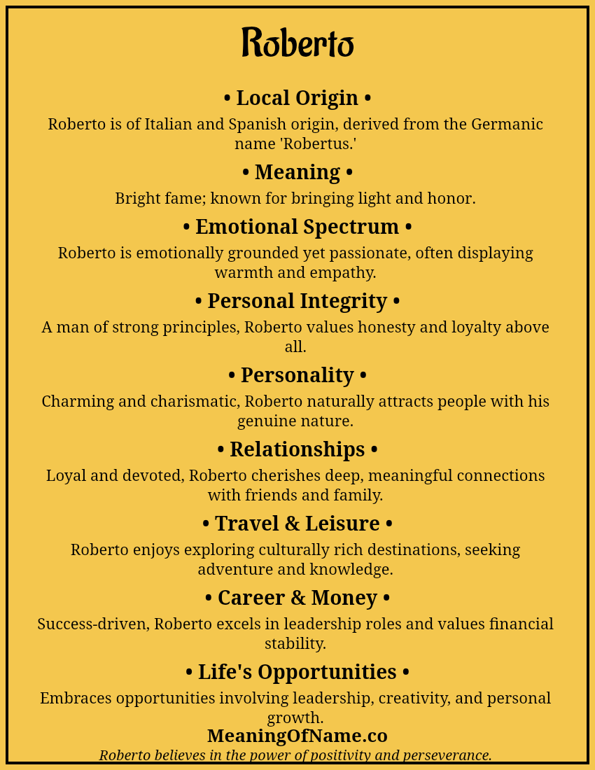 Roberto - Meaning of Name
