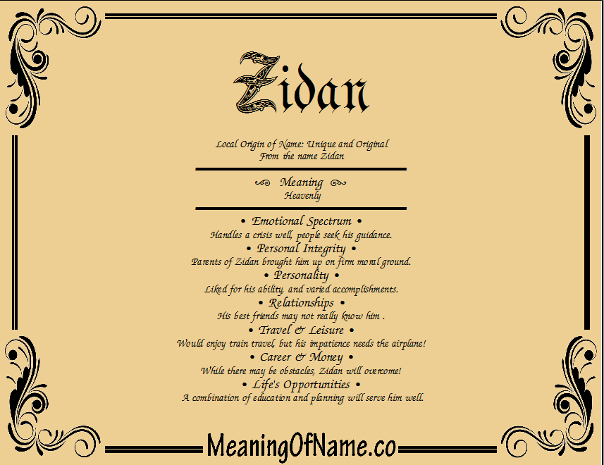 Zidan - Meaning of Name
